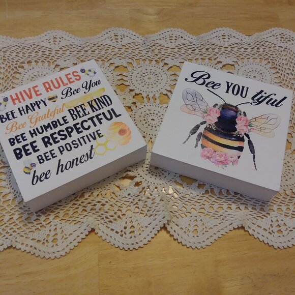 Positive Vibes | Accents | Bee Theme Positive Vibes Free Standing Wood ...